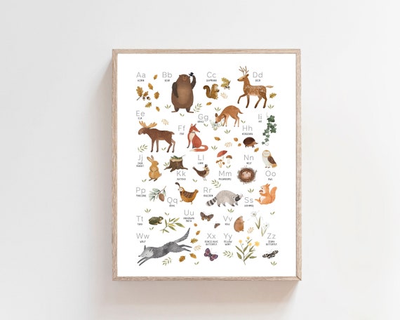 Animal ABC Poster Woodland Alphabet Printable Wall Art | Etsy