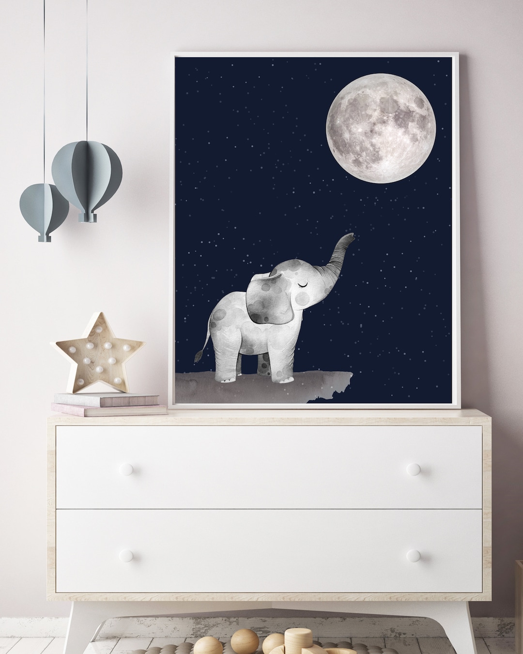 Nursery Print Elephant - Baby Elephant Poster - Boys Room Wall Art ...