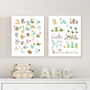 Alphabet and Numbers Wall Art - ABC Print - Numbers Poster - Playroom ...