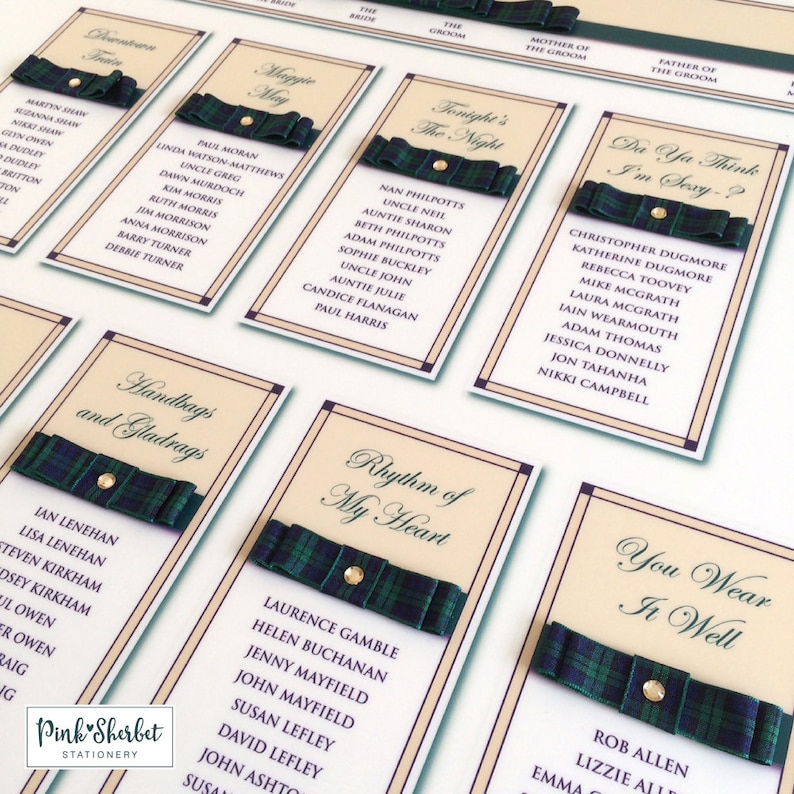 Scottish Tartan Theme Wedding Table Plan - Etsy