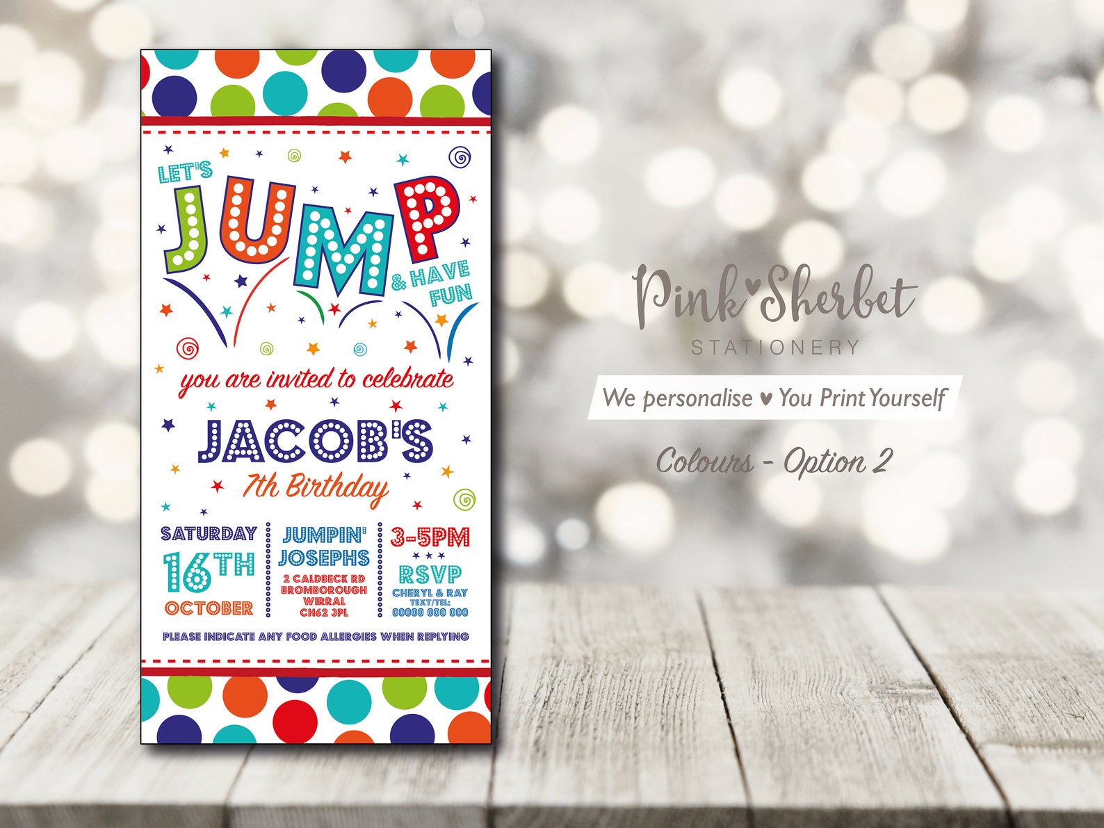 Trampoline/inflatables Birthday Party Invitations • Personalised ...