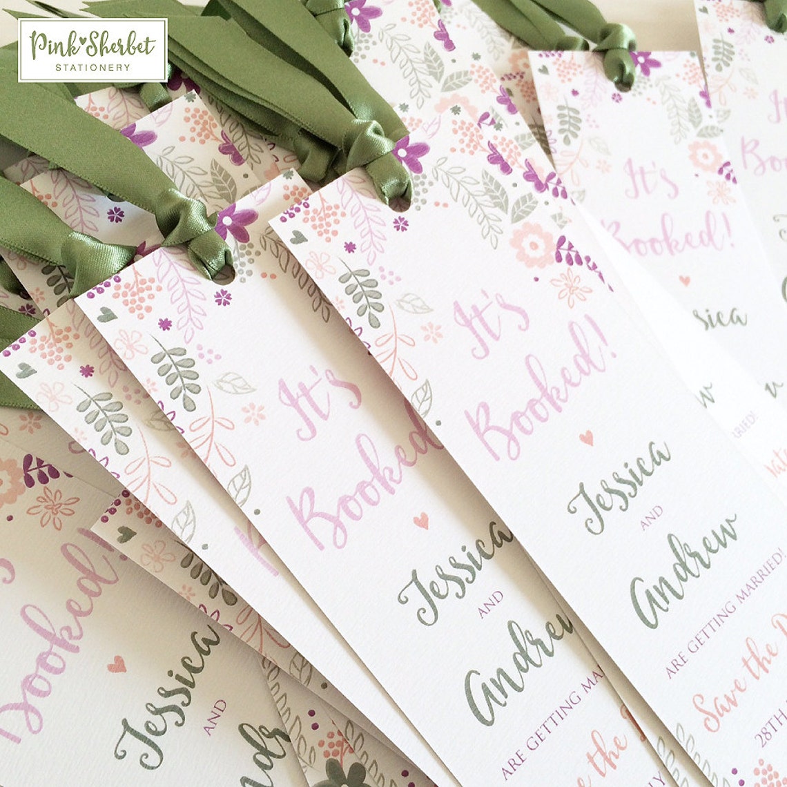 Floral Bookmark Wedding Save the Date Cards - Etsy
