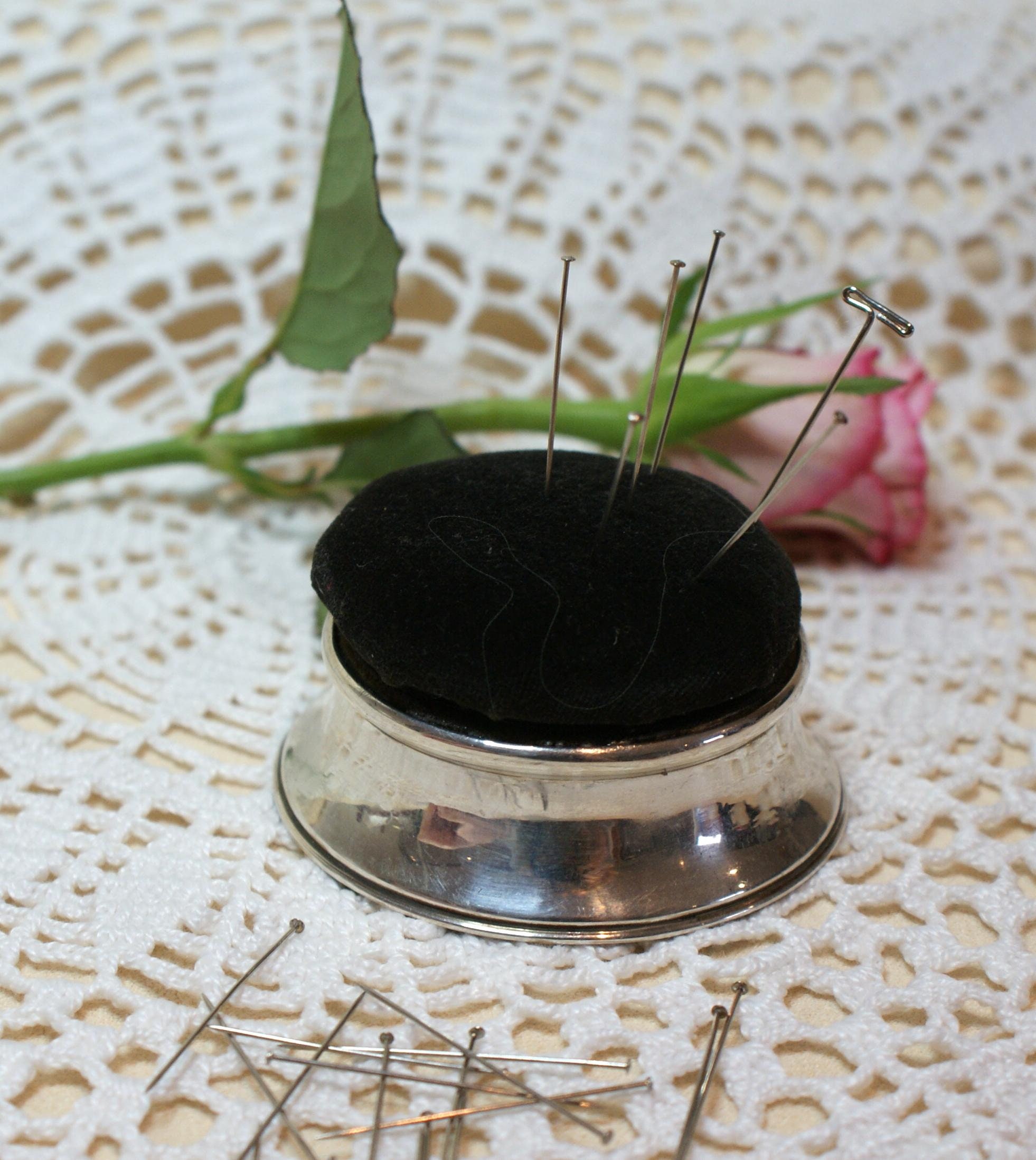 Antique Sterling Silver Pin Cushion and Pin Holder assayed in | Etsy