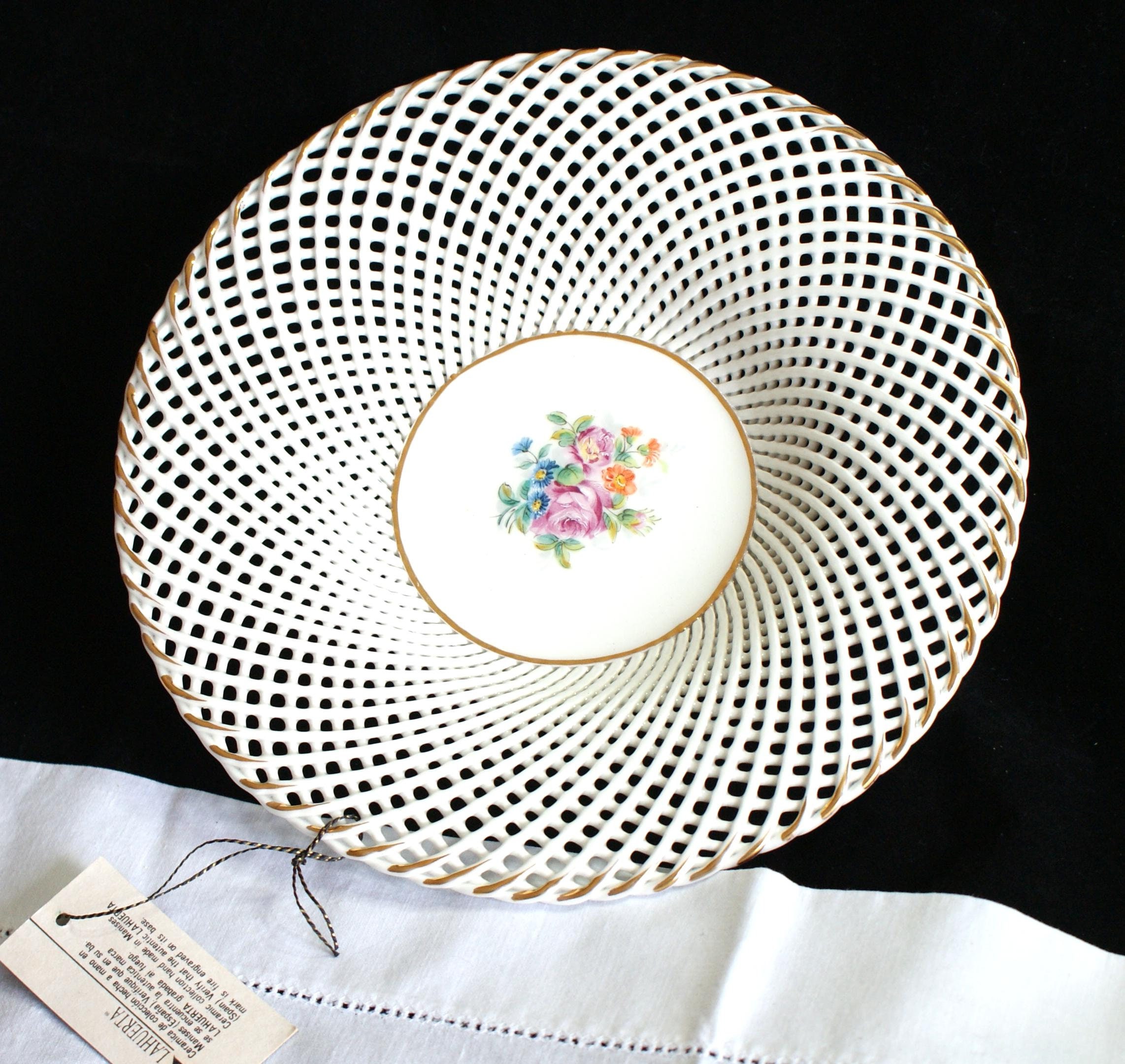 La Huerta Hand Made Lattice-work Dish Made in Manises Spain - Etsy Canada