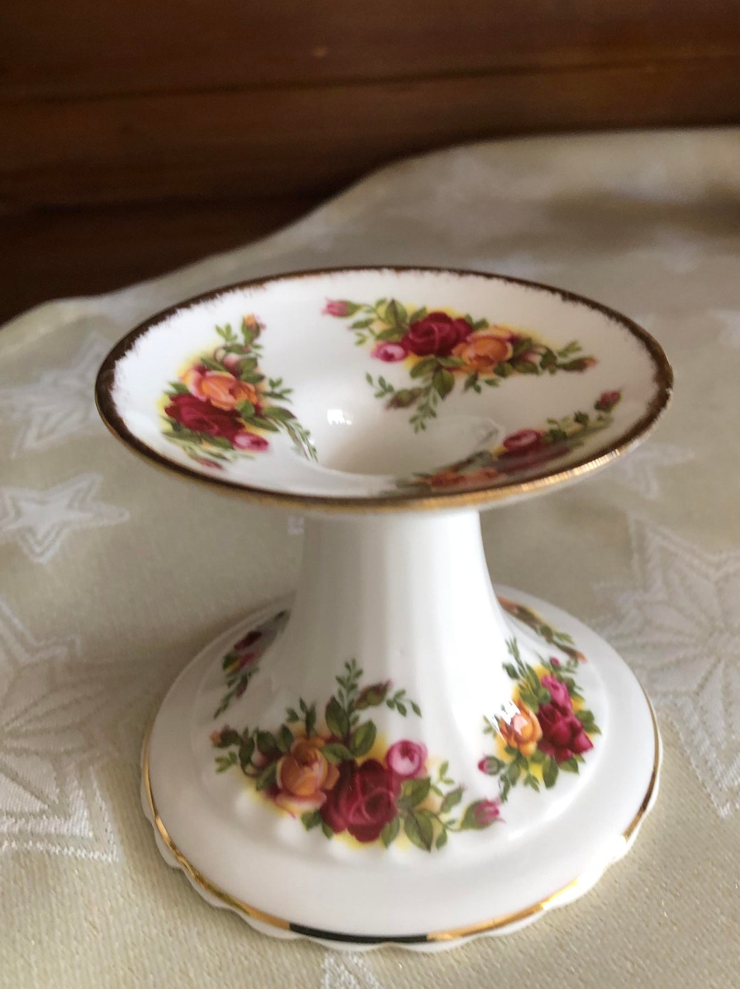 Royal Albert, 'old Country Rose' Candle Stick Holder, Fine English Bone ...