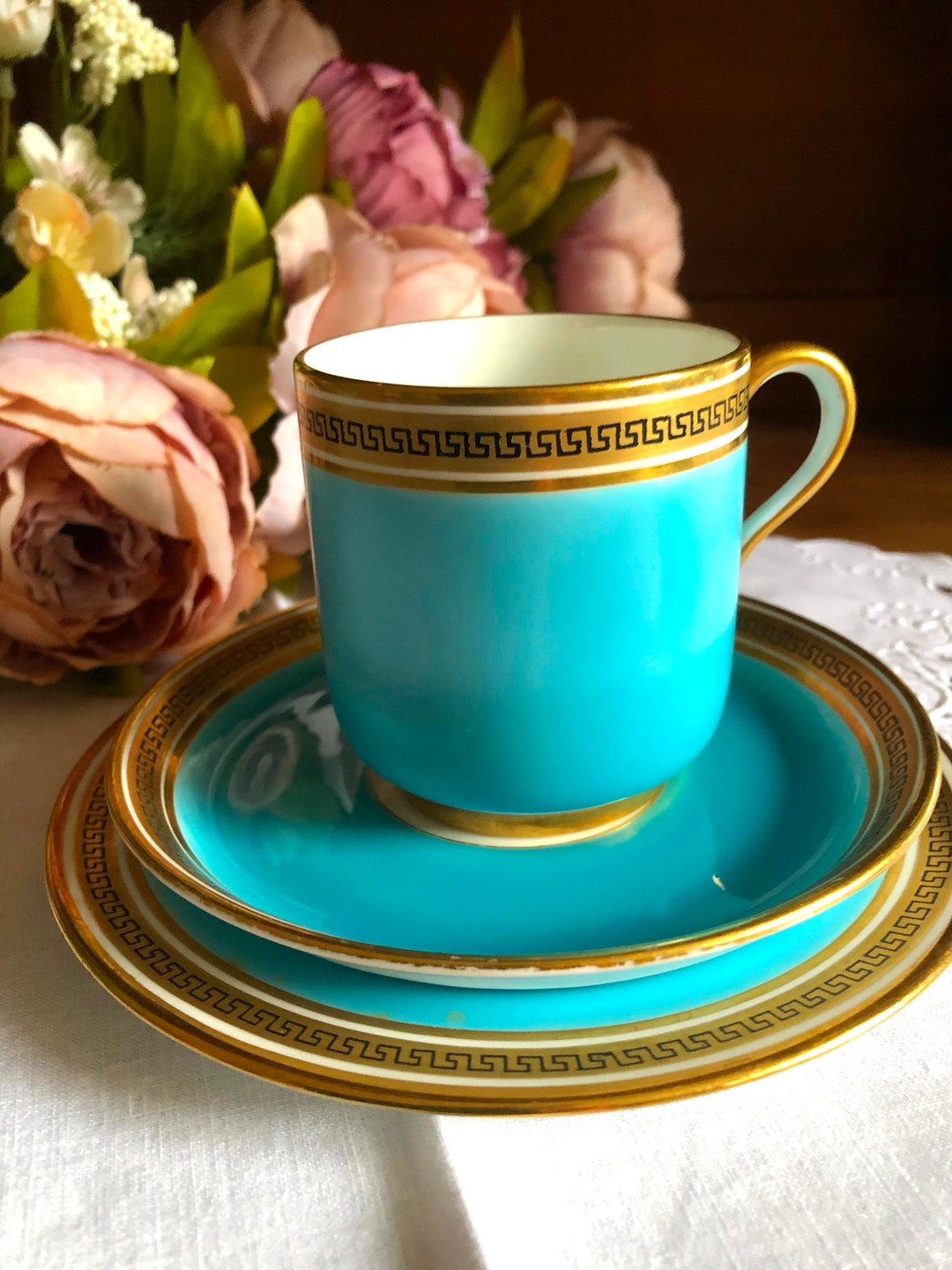 Cauldon Ltd Turquoise Trio, Bone China Alfred B. Pearce & Co - Etsy