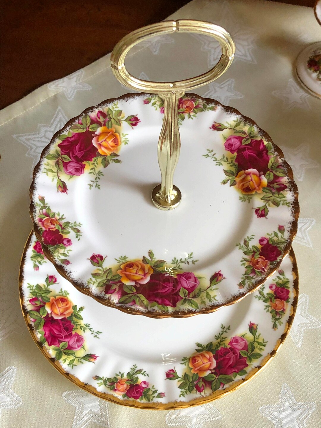 Royal Albert, 'old Country Rose' Two Tier Cake Stand, Fine English Bone ...