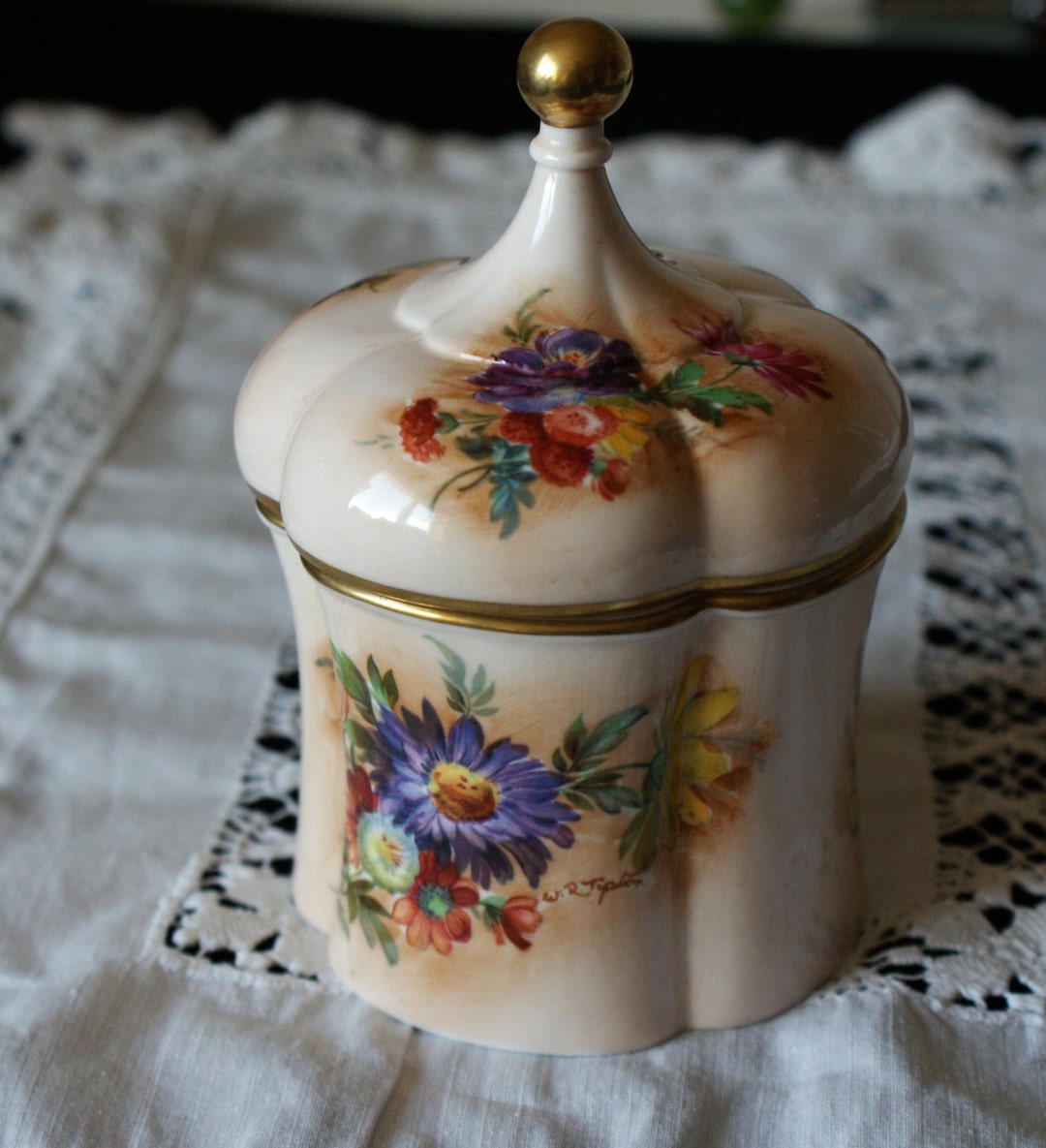 Caverswall Fine Bone China Lidded Jar, Hand Painted & Signed - Etsy