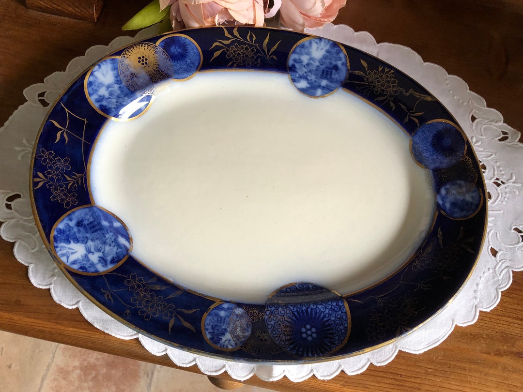 Flow Blue Serving Platter, Doulton Burslem, Antique 1882- 1901 - Etsy