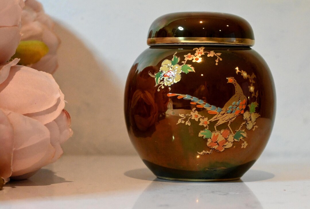 Rouge Royal Jar With Lid, Richly Gilded Hand Decorated Mikado Inspired ...