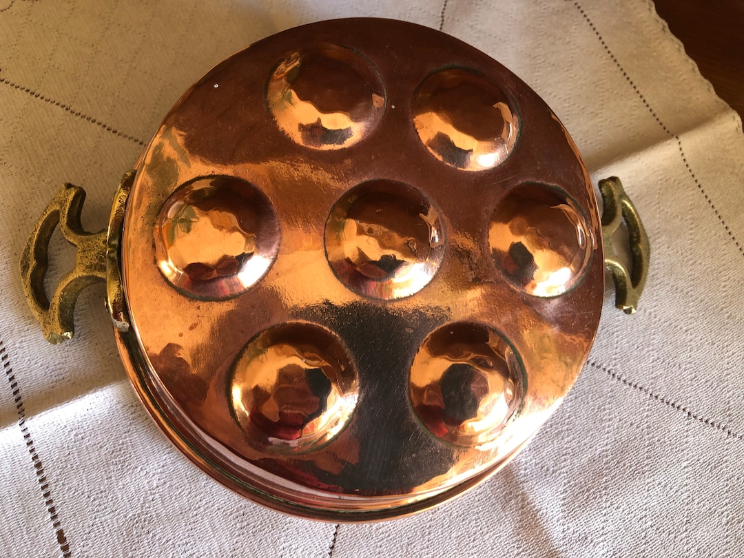 Rustic Copper Snail Pan With Tin Lining and Brass Handles Antique ...