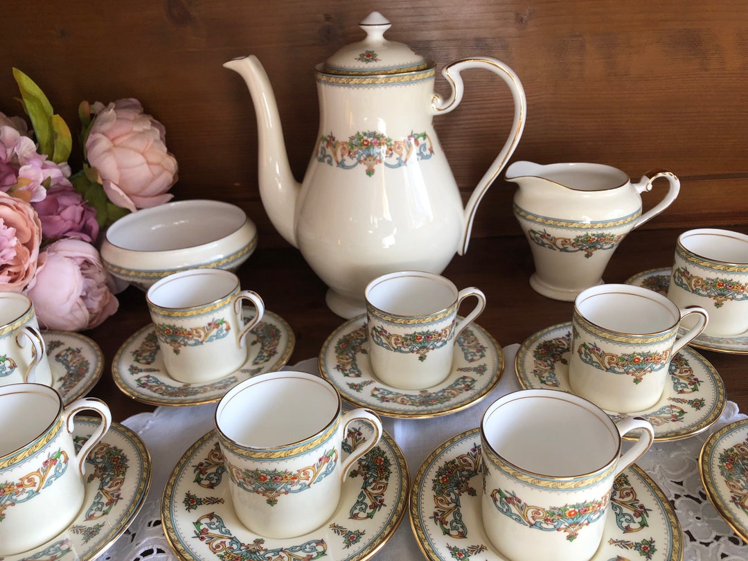 Coffee Service for 12, Aynsley, Henley Pattern, Fine Bone China Set for ...