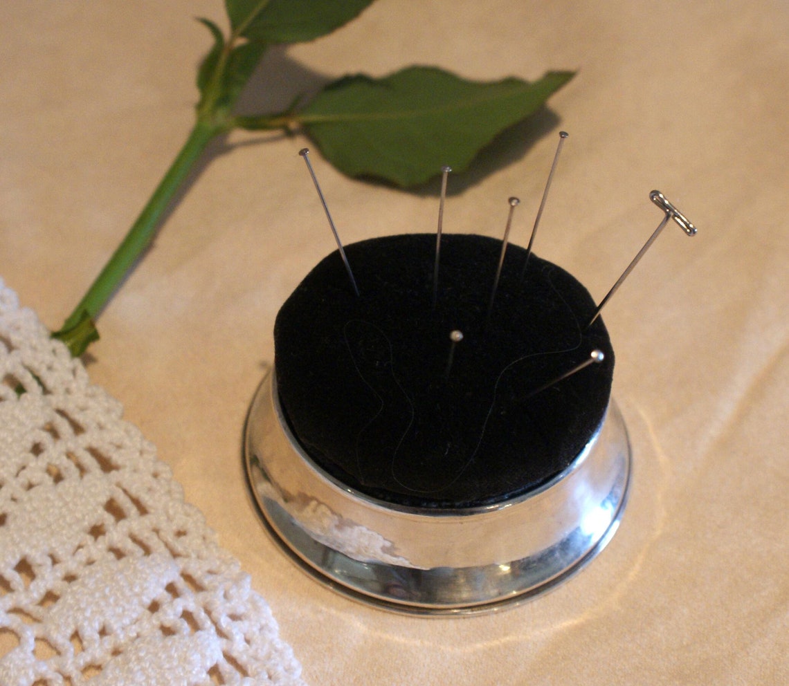 Antique Sterling Silver Pin Cushion and Pin Holder, Assayed in ...
