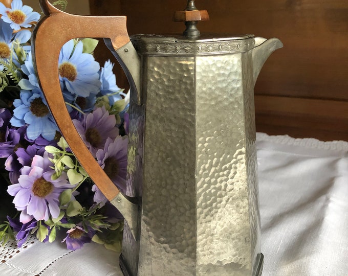 Pewter Coffee/hot Water Pot, Planished/hand Hammered Finish, Handmade ...