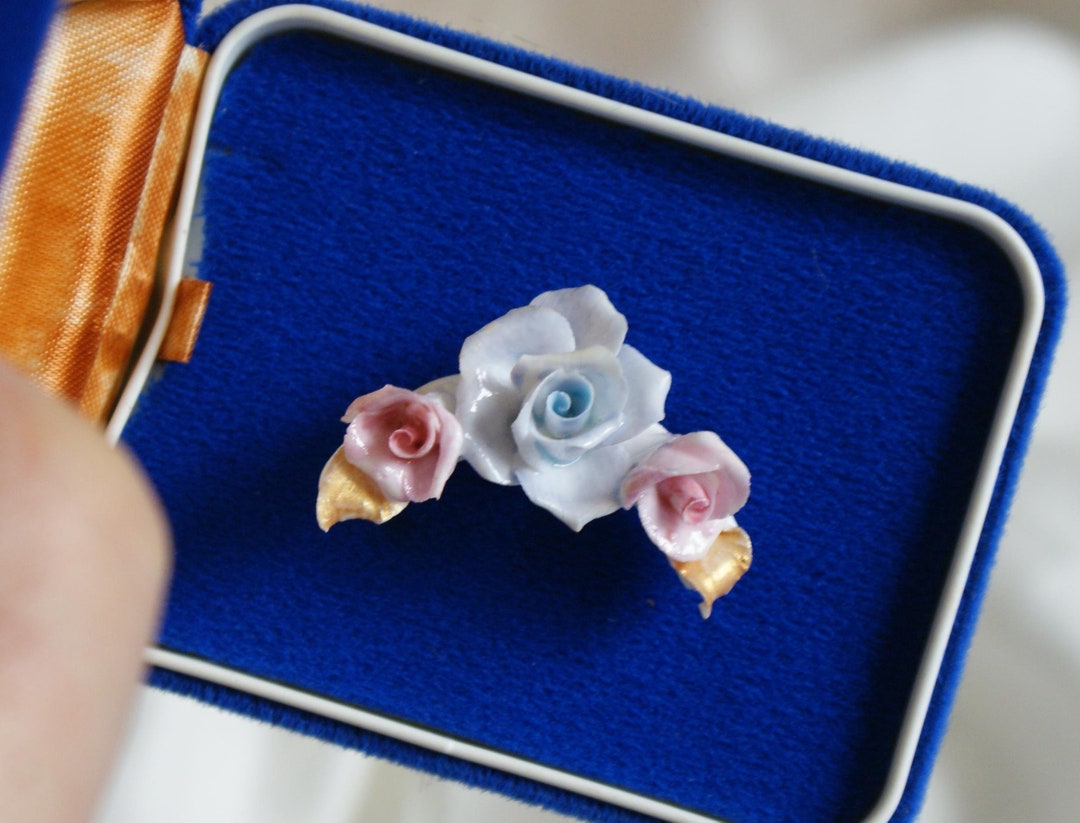 Vintage Bone China Floral Brooch Hand Made in England 5 - Etsy