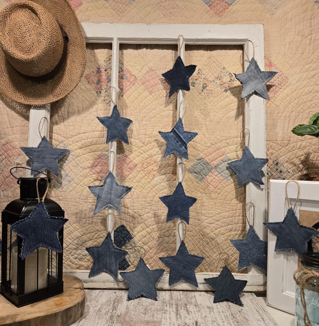 Denim Star Ornaments - Etsy