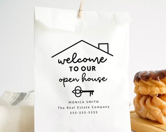 Customizable Welcome to Our Open House Bakery Bags Real Estate Mortgage ...