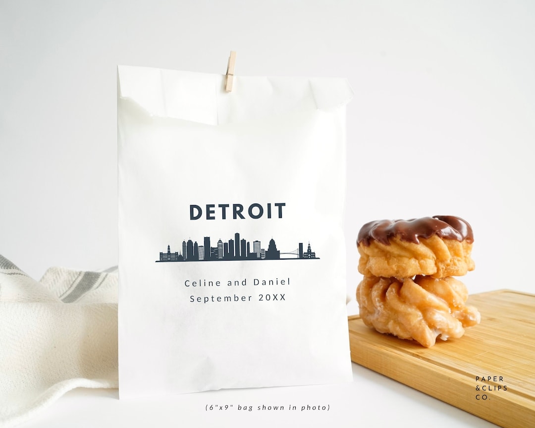 Detroit Skyline Wedding Favor Bags Detroit Michigan Wedding Guest Thank ...