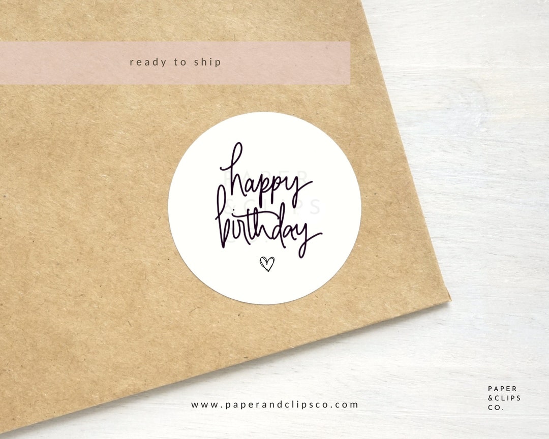 Elegant Happy Birthday Sticker Label - White Matte Stickers - Etsy