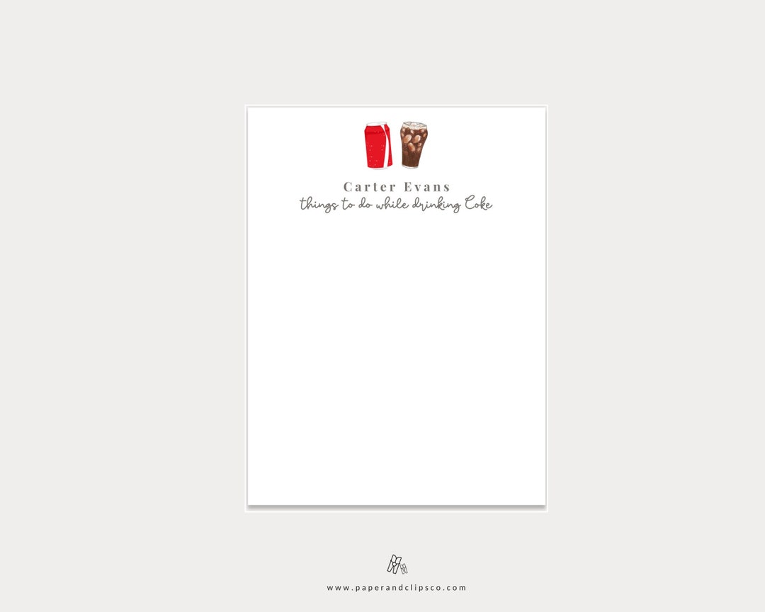 Personalized Coke Lover Notepad Stationery, Coke Lover Gift, Things to ...