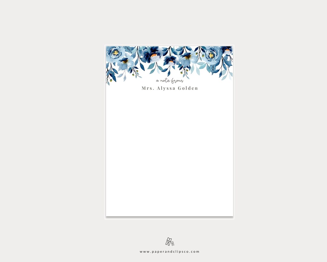 Personalized Notepads, Floral Illustrated Custom Notepads, Customized ...