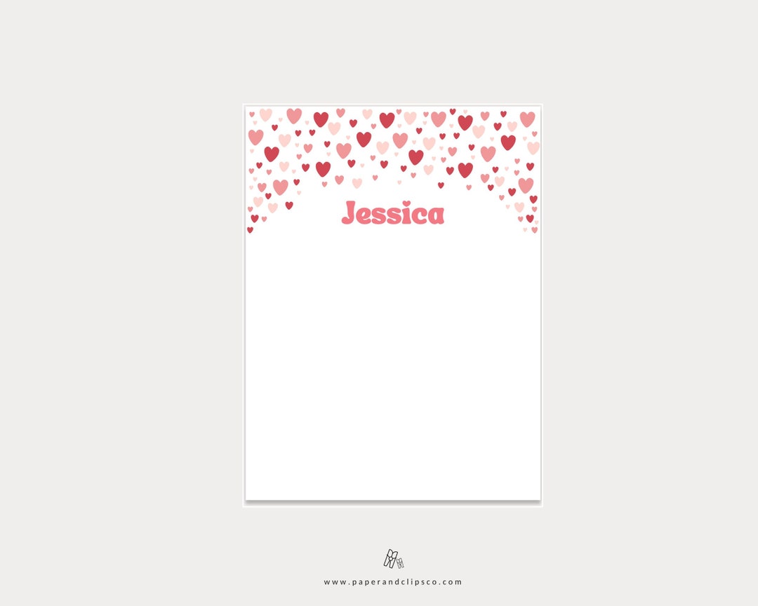 Personalized Name Notepads, Girls Stationery, Valentine's Day Gift ...