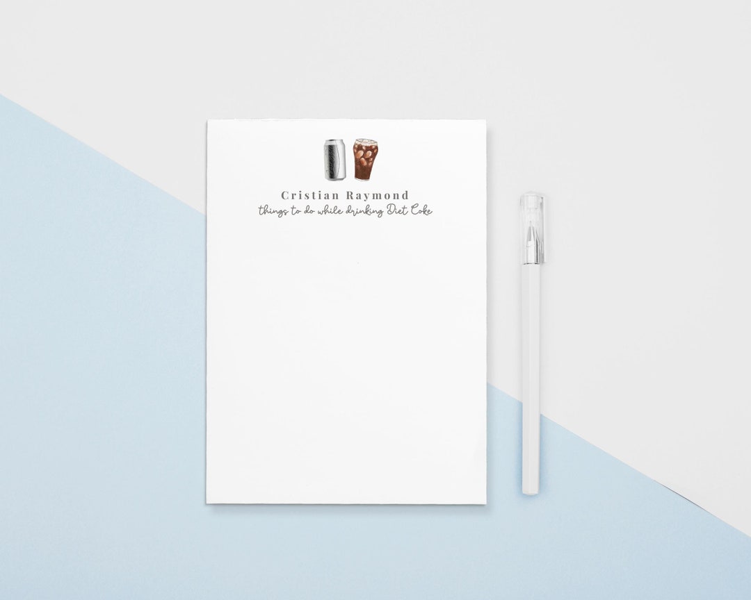 Personalized Diet Coke Lover Notepad Stationery, Coke Lover Gift ...