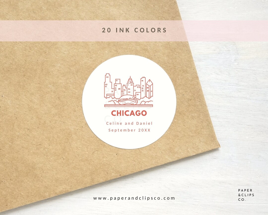 Chicago Skyline Wedding Stickers - Personalized Chicago Stickers - Etsy