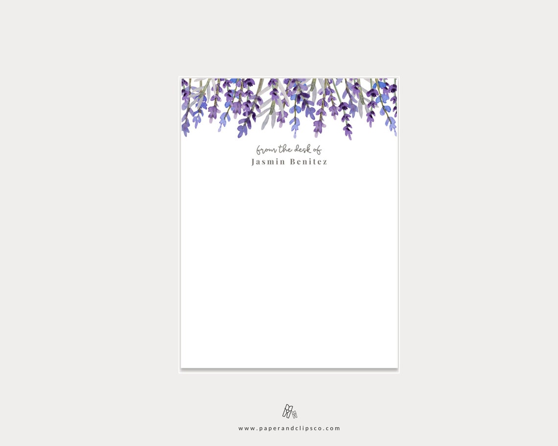 Personalized Notepads, Lavender Floral Custom Notepads, Customized ...