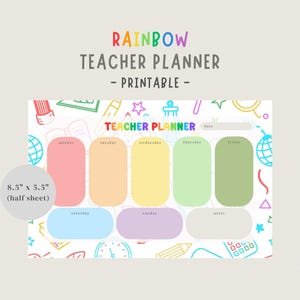 Printable Teacher Rainbow Weekly Planner, Teacher's Printable to Do ...