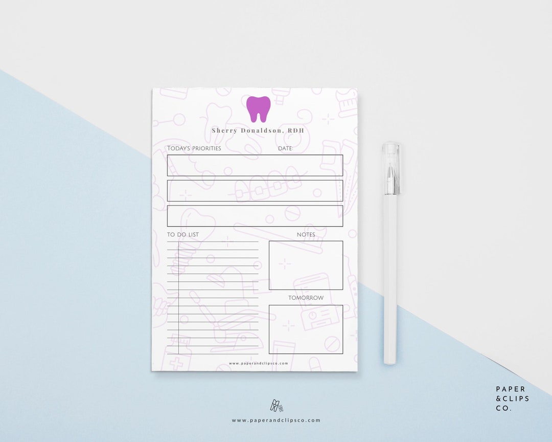 Personalized Dental Notepads, Dental Hygienist Planner, Customized ...