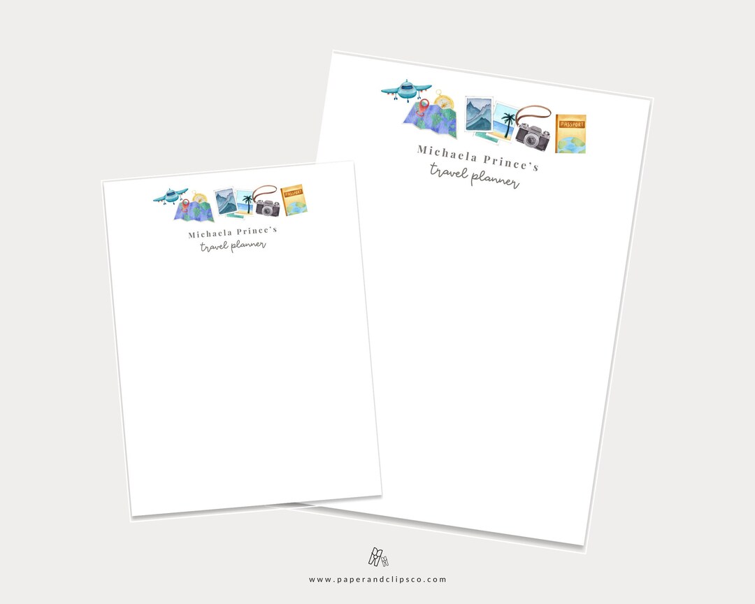 Personalized Travel Planner Notepad, Travel Stationery, Customized ...