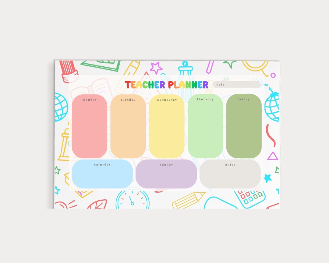 Teacher Rainbow Weekly Planner Notepads, Teacher Appreciation Gift ...