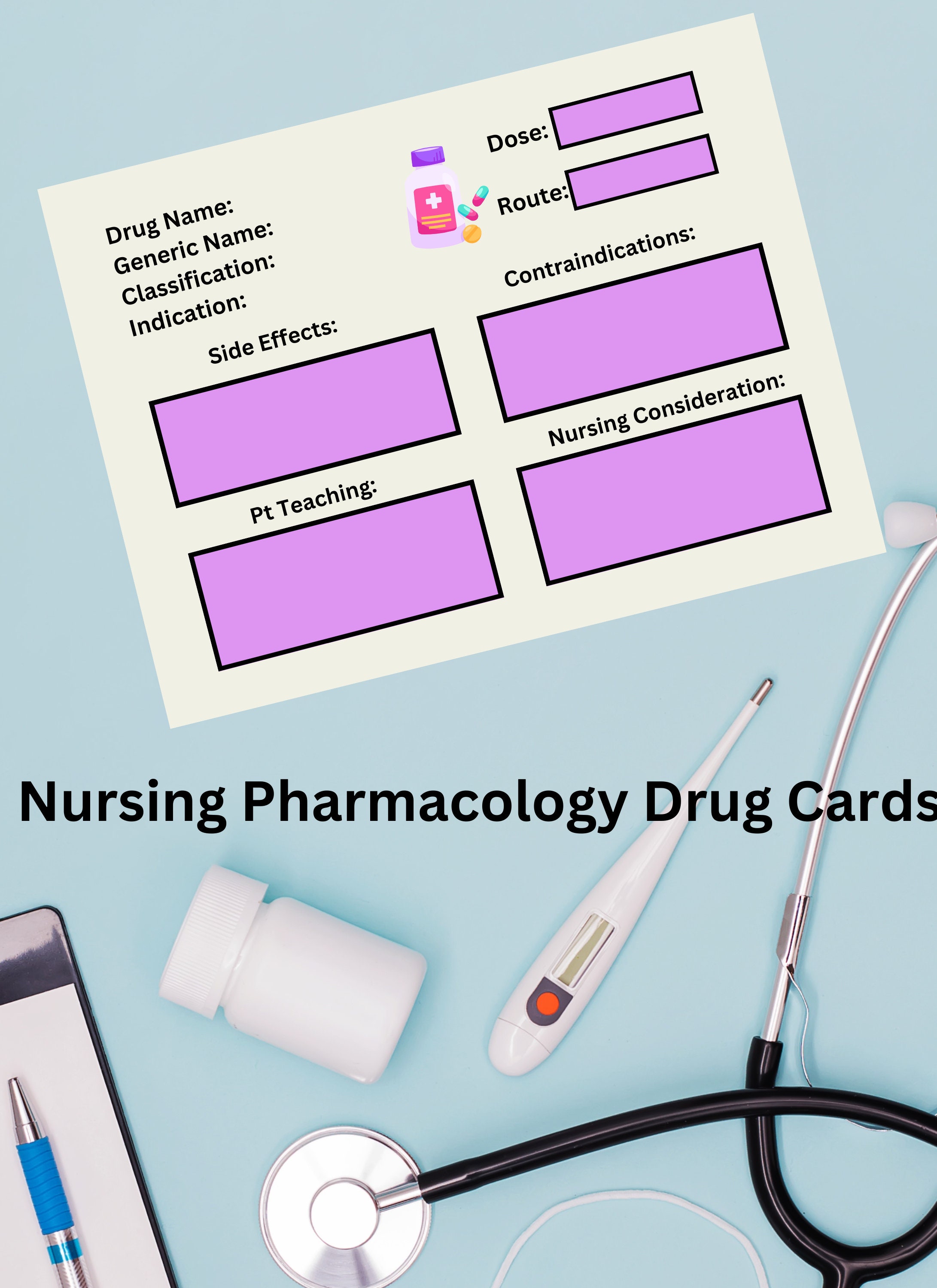 Nursing Pharmacology Drug Card Template, Phar Study Guide, Drug Cards ...