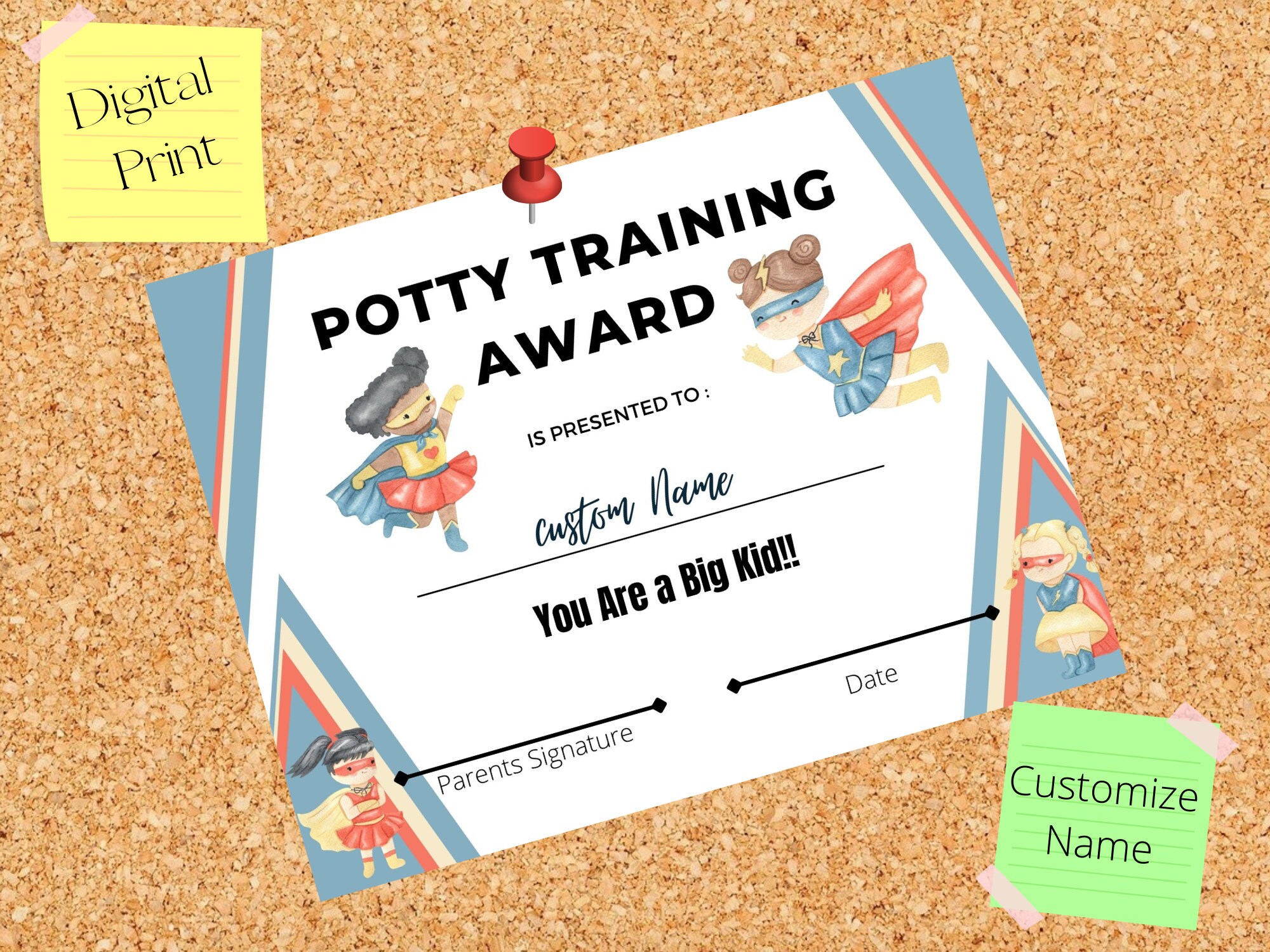 Super Hero Potty Training Award, Certificate, Diploma, Girl Toddler ...