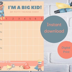 Superhero Potty Training Chart for Little Boys, Sticker Chart, Toddler ...