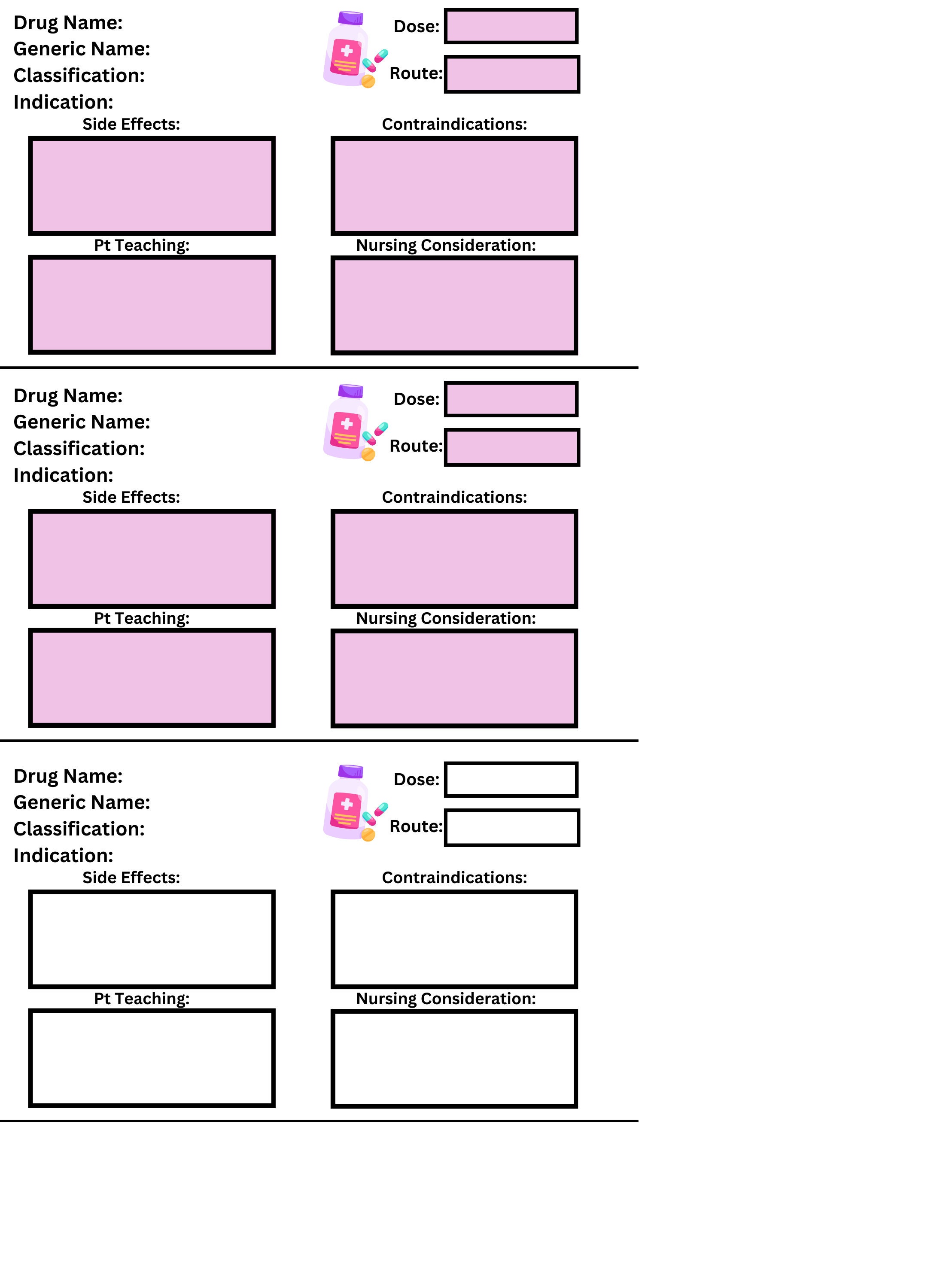 Nursing Pharmacology Drug Card Template, Phar Study Guide, Drug Cards ...