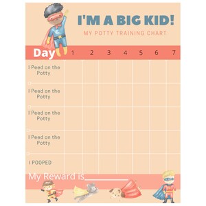 Superhero Potty Training Chart for Little Boys, Sticker Chart, Toddler ...