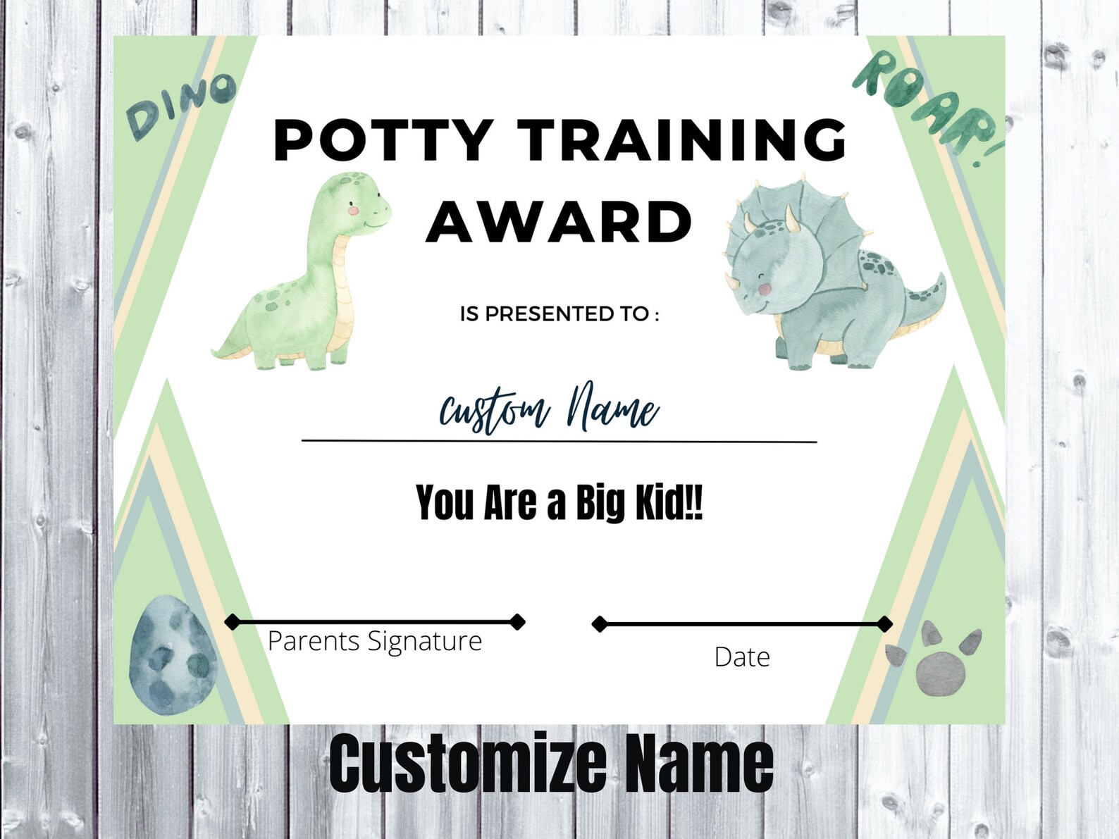 Dinosaur Potty Training Award, Certificate, Diploma, Toddler Reward ...