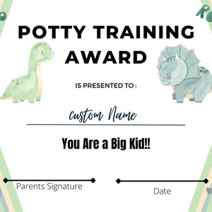 Dinosaur Potty Training Award, Certificate, Diploma, Toddler Reward ...