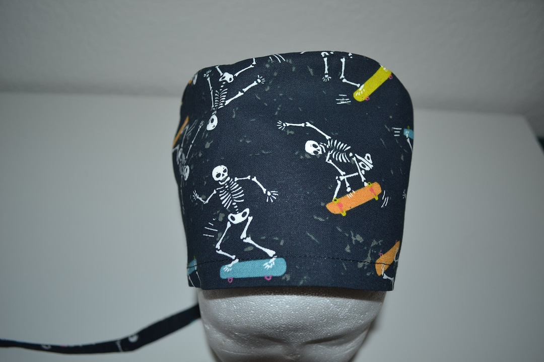 Surgical Cap Skateboard and Skeleton, Scrub Cap, Bandana, Cosmetic Cap ...