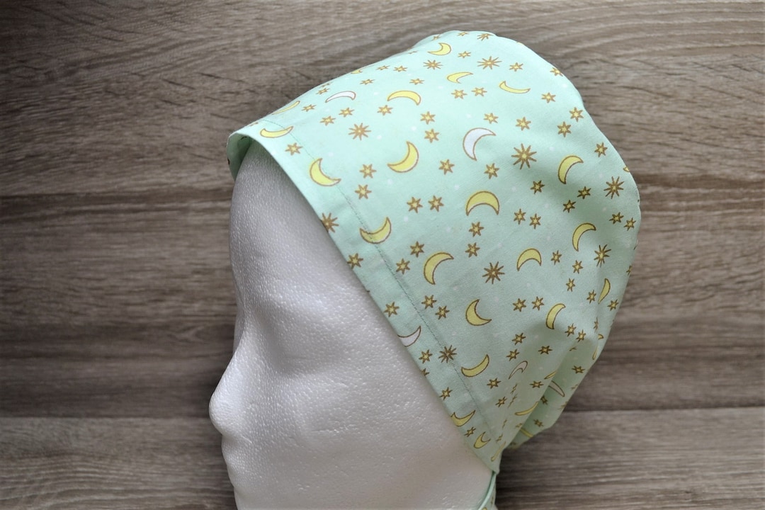 Surgical Cap Moon Stars With Terry Cloth Band Scrub Cap - Etsy