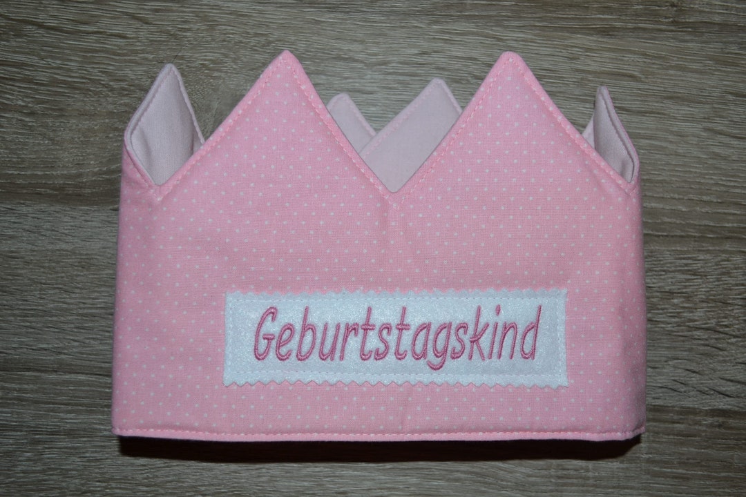 Birthday Crown Pink, Crown, Children's Crown, Name Crown, Pink Dotted ...