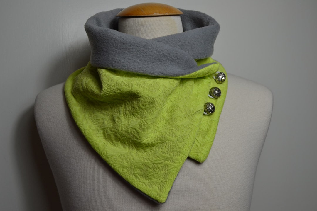 Button Loop Green Patterned, Button Loops, Loops, Scarf, Loop With ...