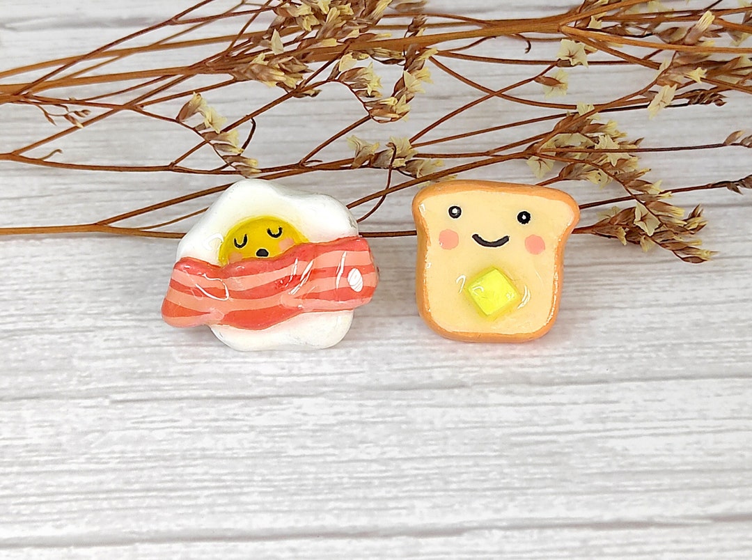 Chunky Handmade Clay Pins: Bacon and Egg, Butter and Toast - Etsy
