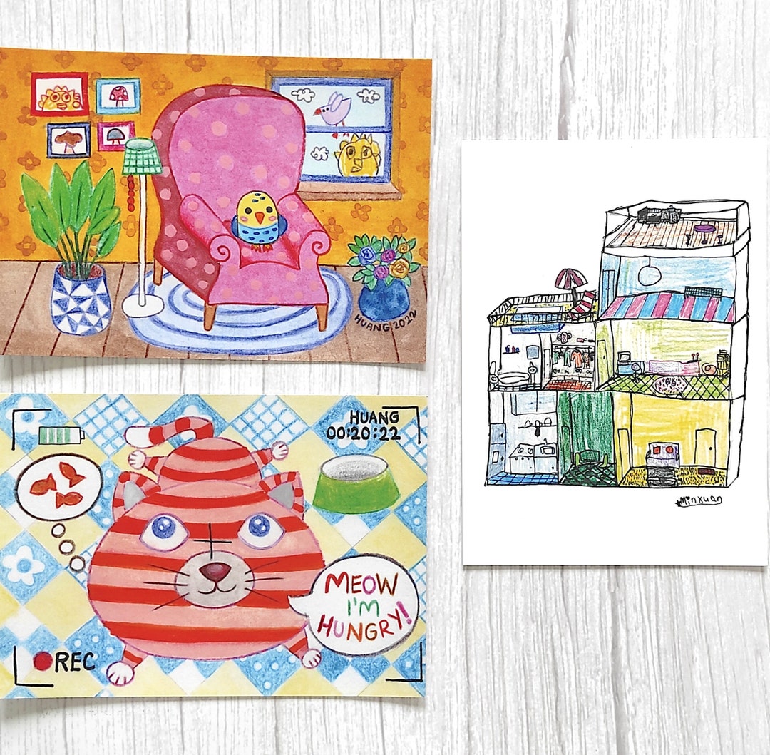 Small Art Print Illustrated by Kids Note Card Postcard A6 Size - Etsy