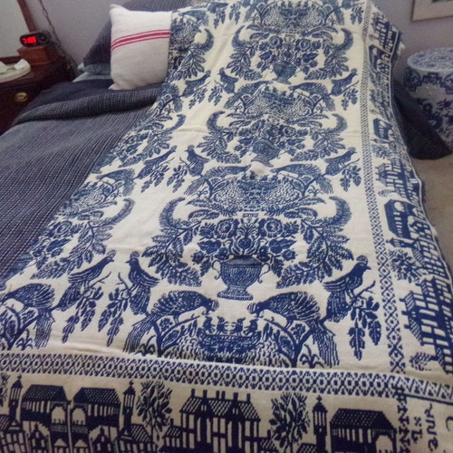 Antique C1859 Signed Jacquard Coverlet American Eagle Red Tan - Etsy