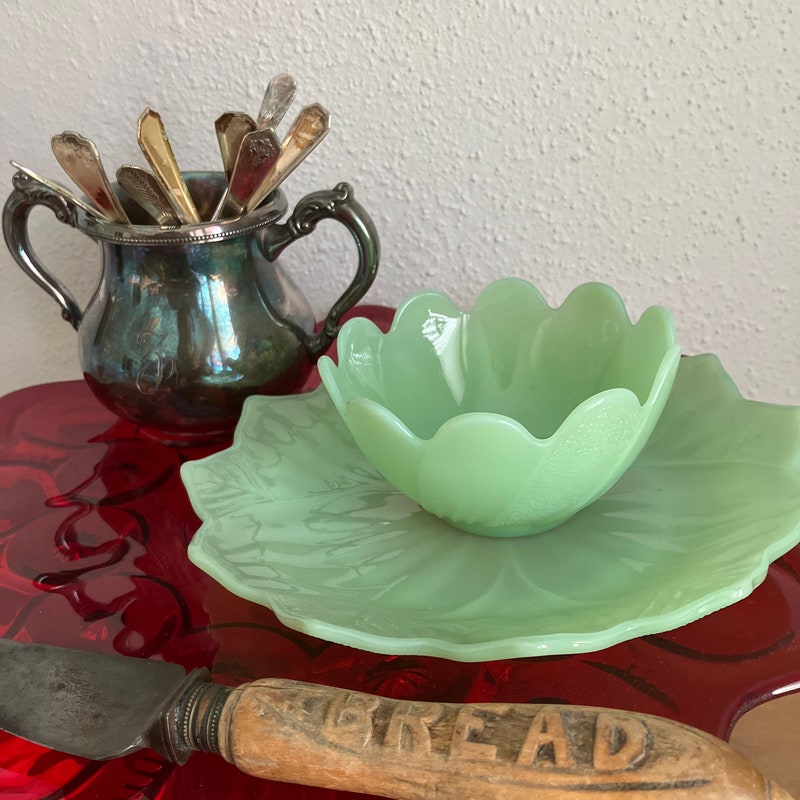 Jadeite Lotus Dishes - Etsy