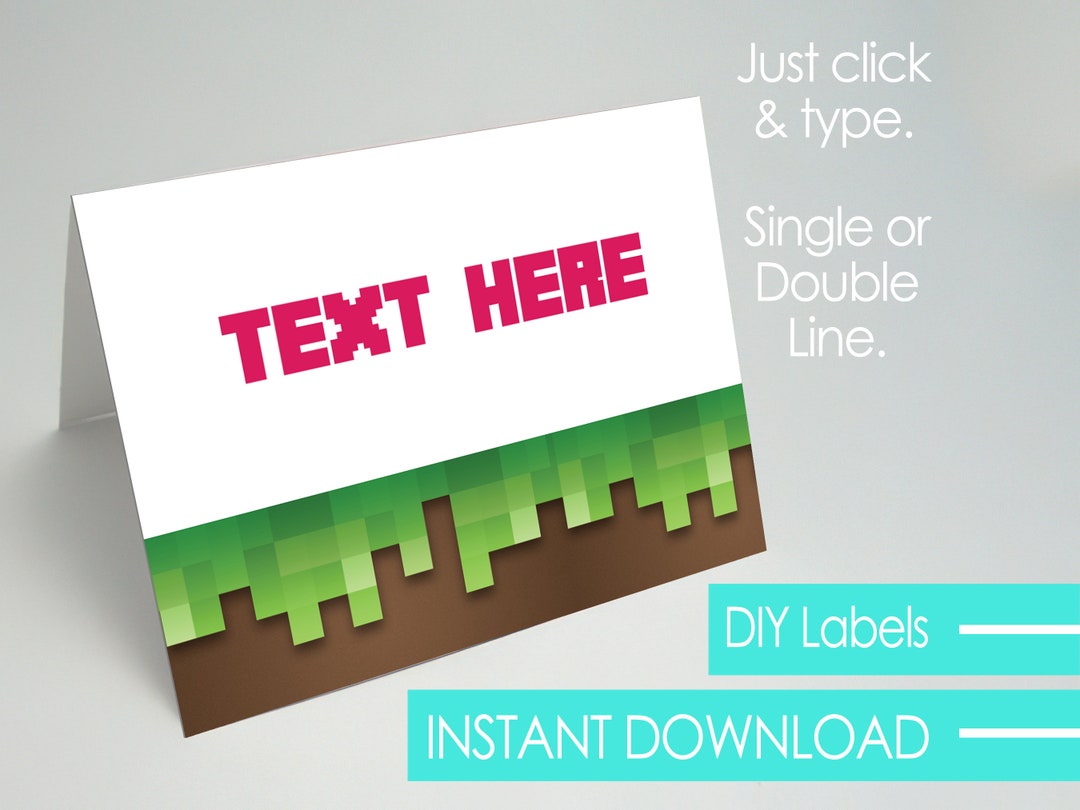 Mine Theme Food Labels Editable DIY Craft Food Tents Plant Creeper Tent ...