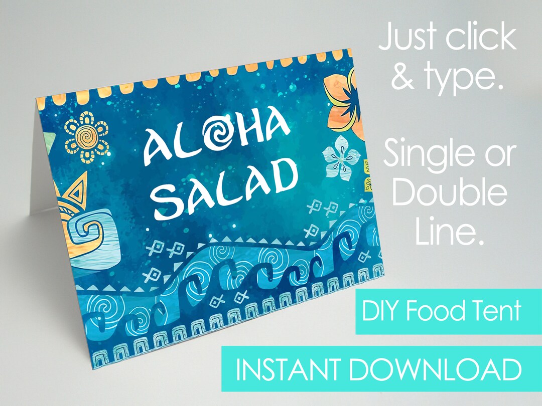Moana Polynesian Theme Food Tent Editable Food Tag Labels - Etsy